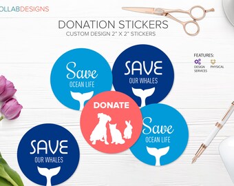 Donation stickers | Etsy