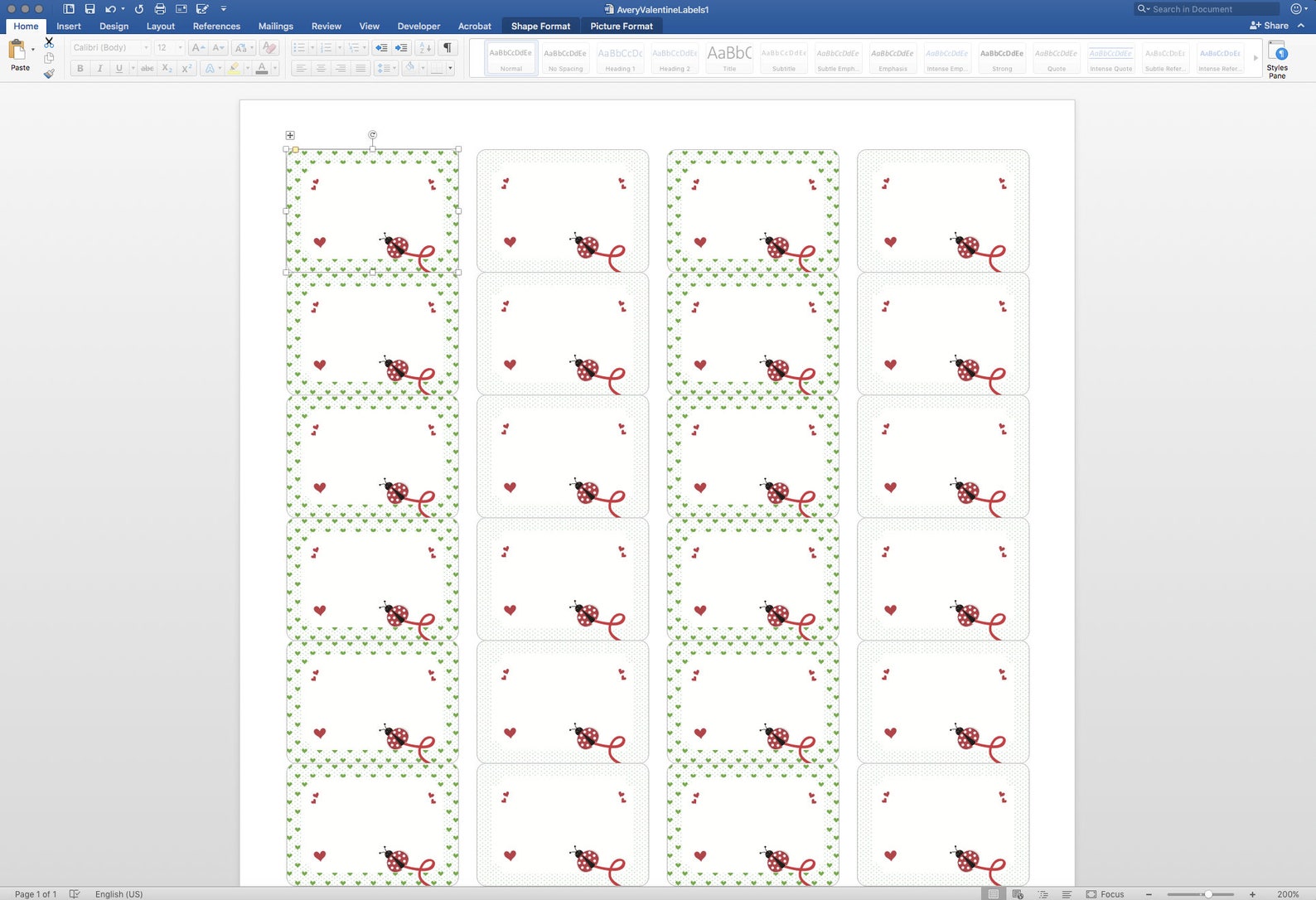 Address Label Borders Editable in Microsoft™ Word Printable on Avery ...