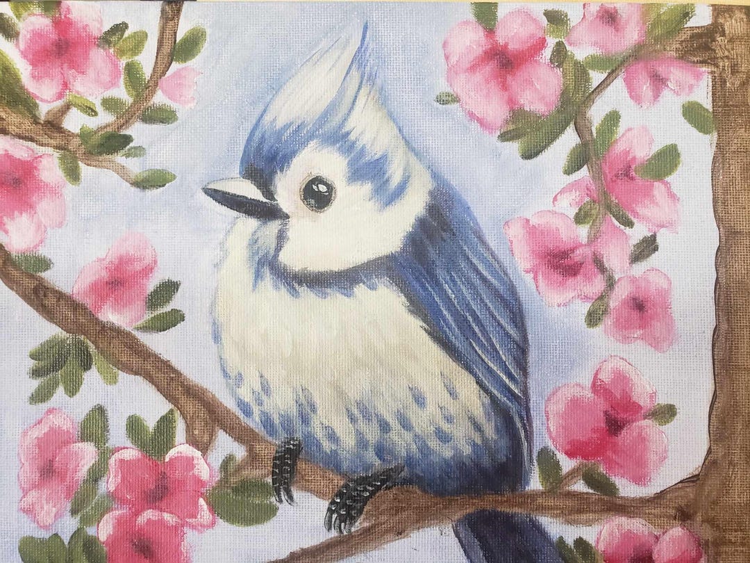 Hand Painted Blue Bird Painting - Etsy