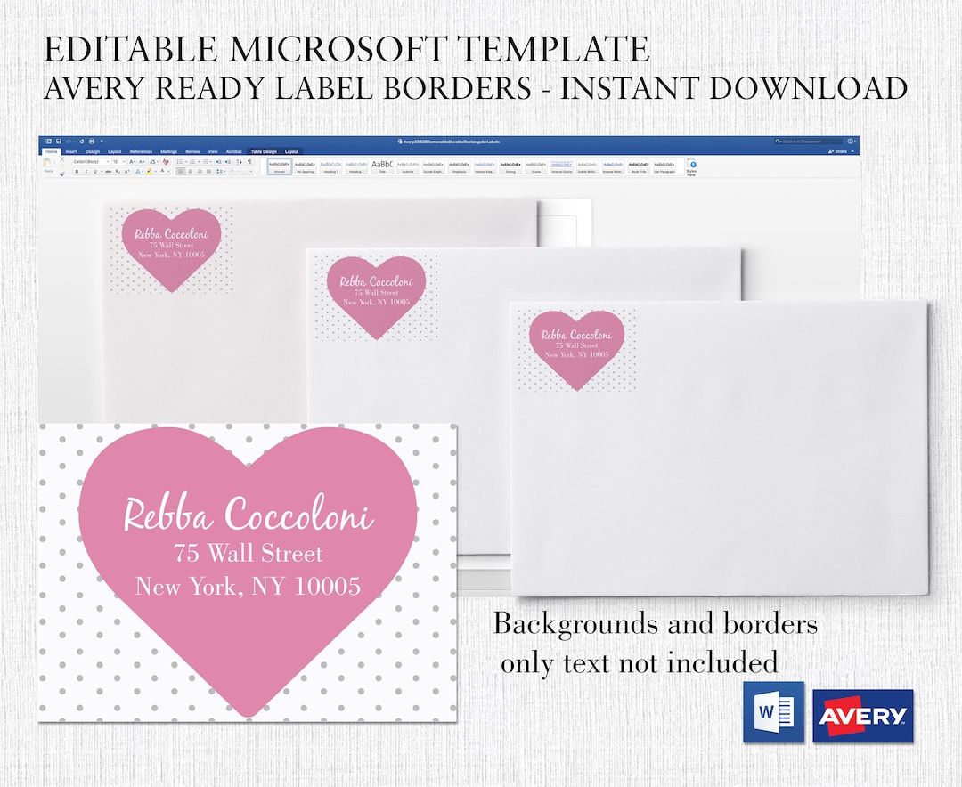 Return Address Label Borders Editable in Microsoft™ Word - Etsy