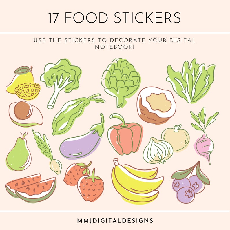 Digital Recipe Book Food Stickers Cookbook Download With - Etsy