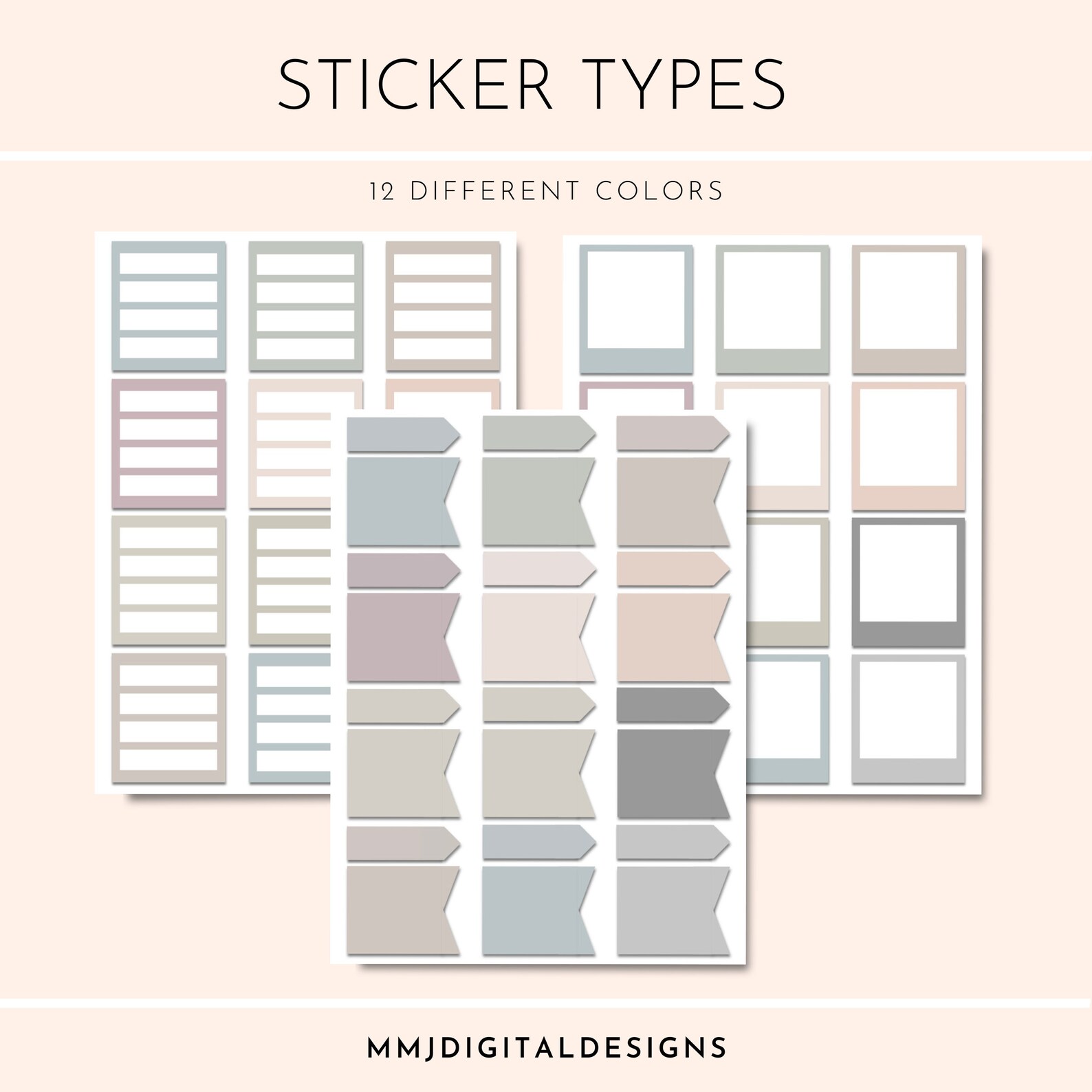 Neutral Digital Stickers/sticky Notes/post-its for Goodnotes/notability ...