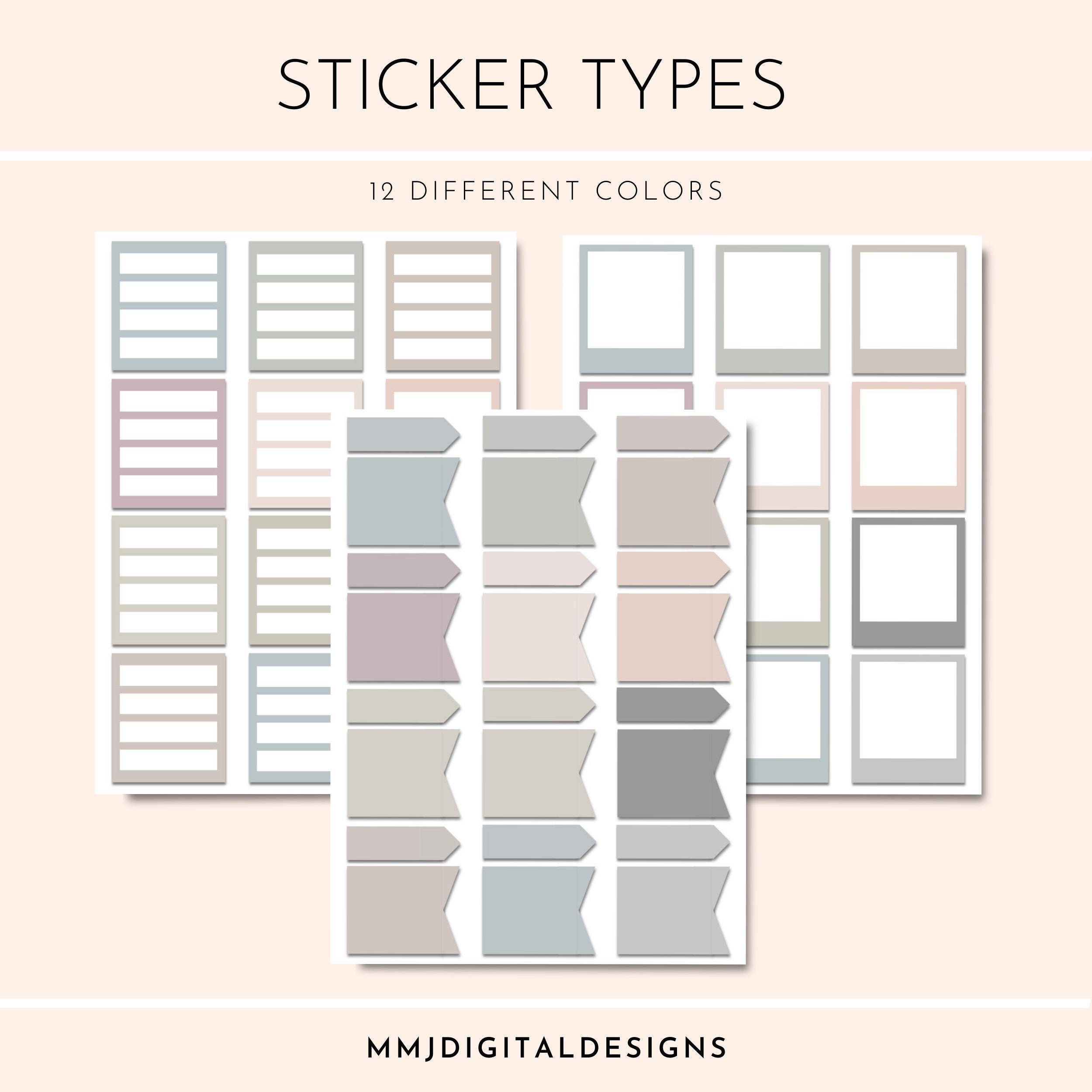 Neutral Digital Stickers/sticky Notes/post-its for Goodnotes/notability ...