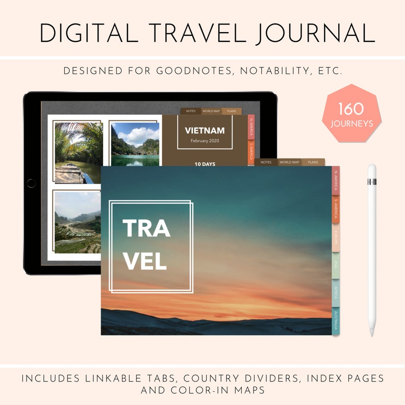 Digital Travel Journal Download With Hyperlinks Sticker - Etsy