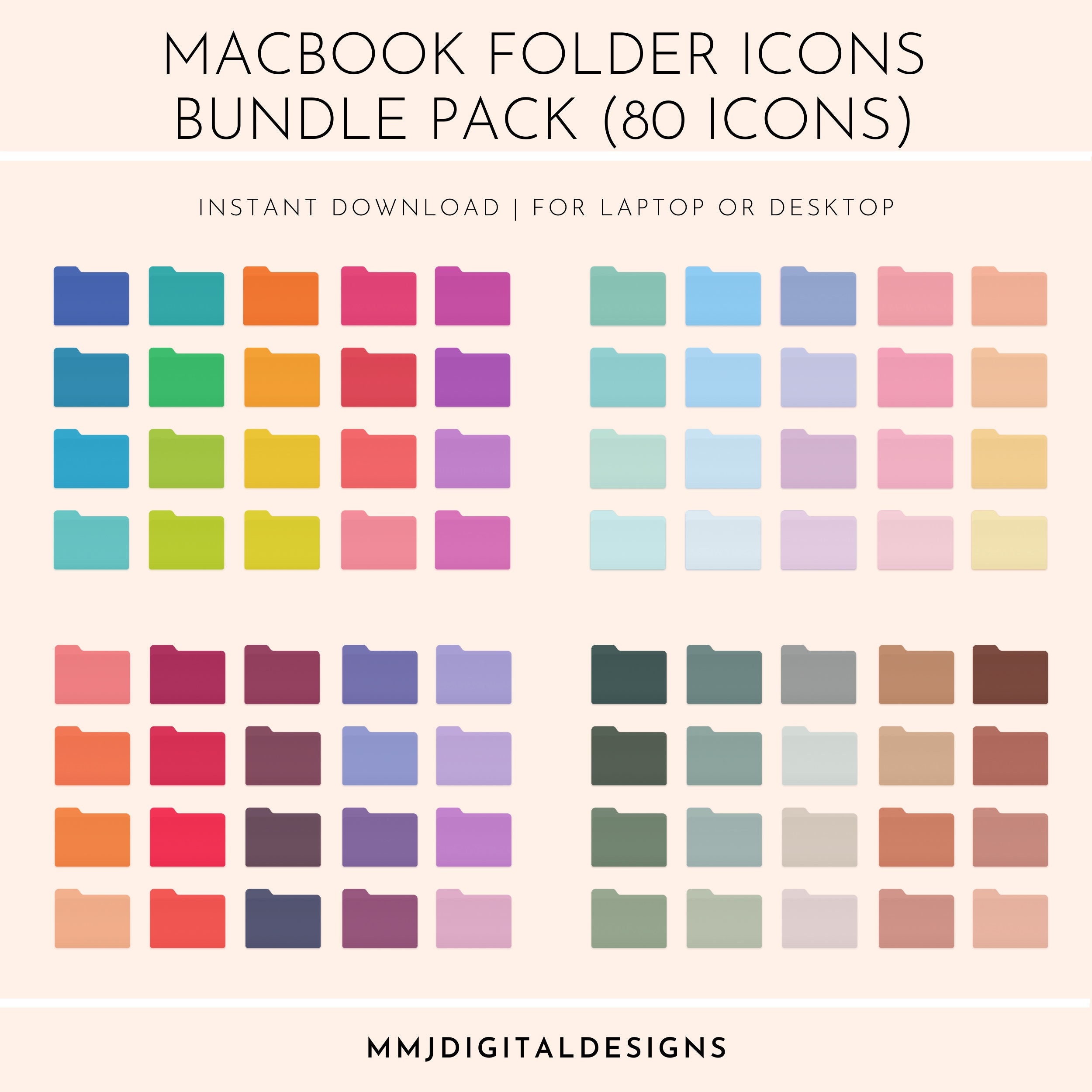 Bundle Pack Folder Icons 80 Folder Icon Color Pack Mac OS - Etsy