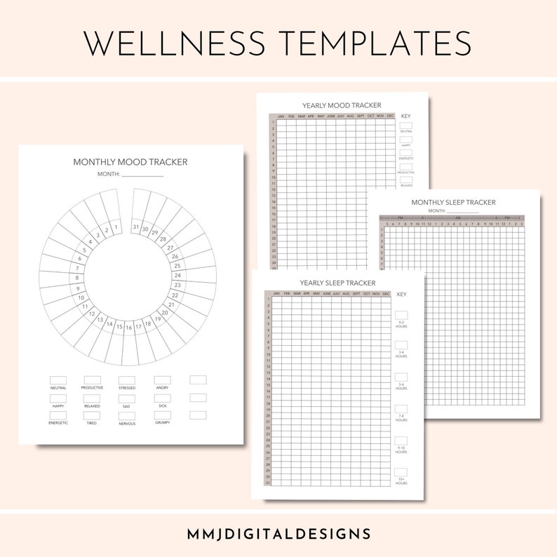 Digital Fitness, Wellness, Habit Tracker Templates | Printable ...