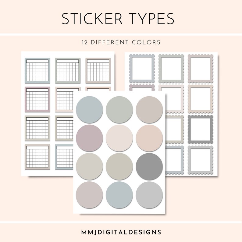 Neutral Digital Stickers/sticky Notes/post-its for Goodnotes/notability ...