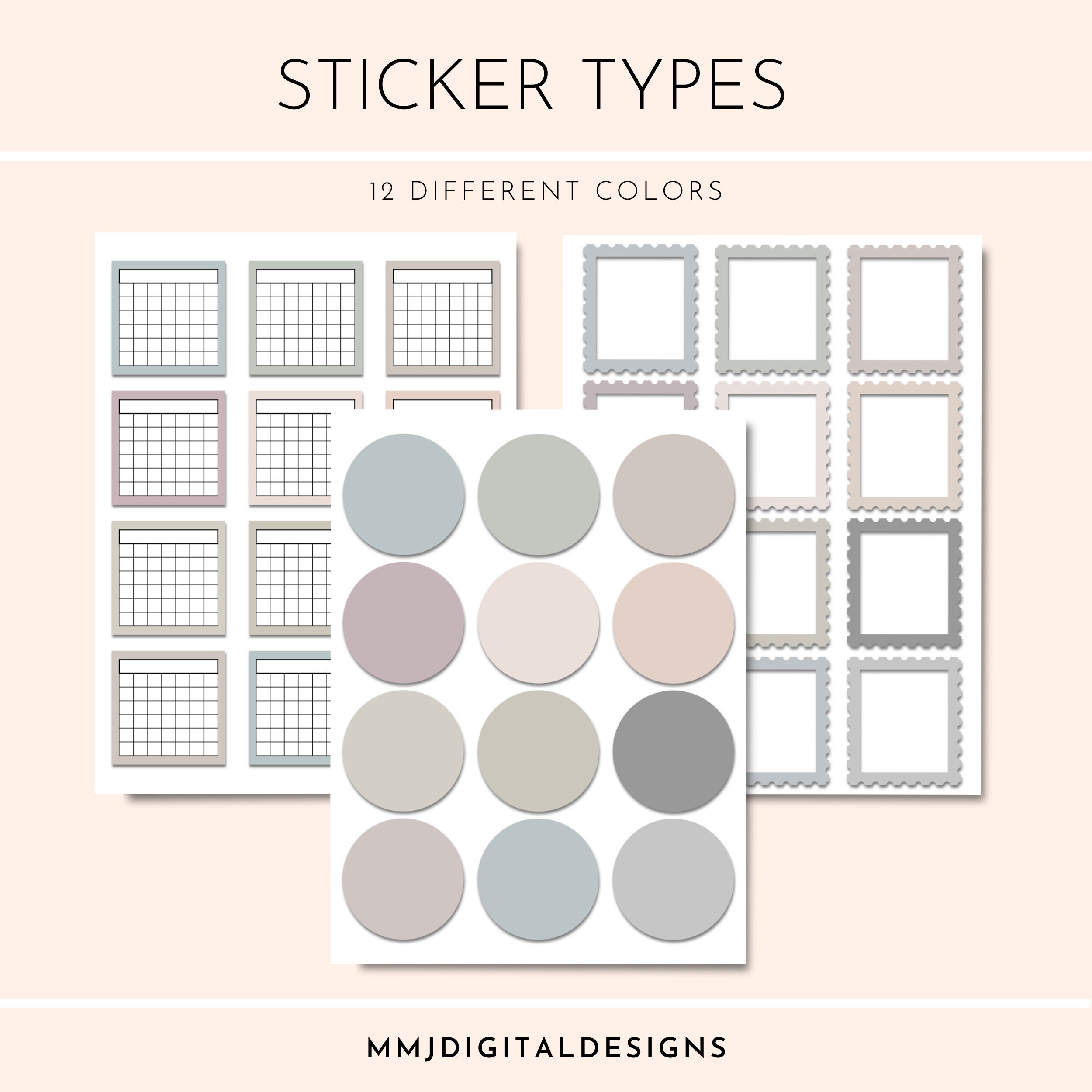 Neutral Digital Stickers/sticky Notes/post-its for Goodnotes/notability ...