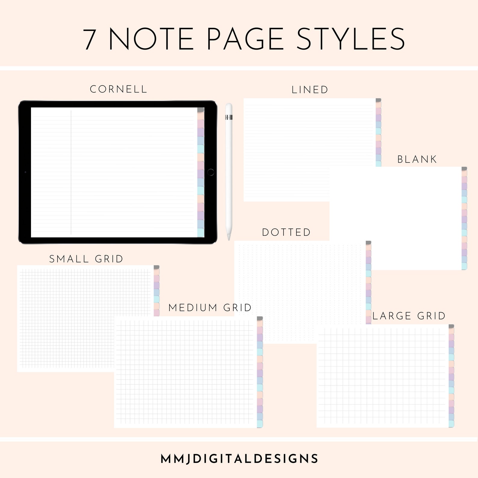 15 Section Horizontal Tabbed Pastel Digital Notebook Journal | Download ...