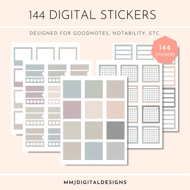 Neutral Digital Stickers/sticky Notes/post-its for Goodnotes/notability ...