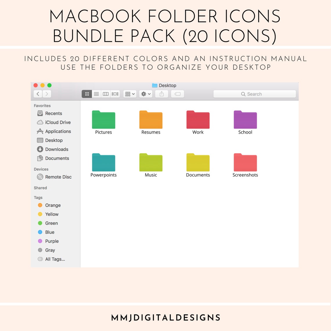 Bright Rainbow Folder Icons | Folder Icon Color Pack | Mac OS Systems ...