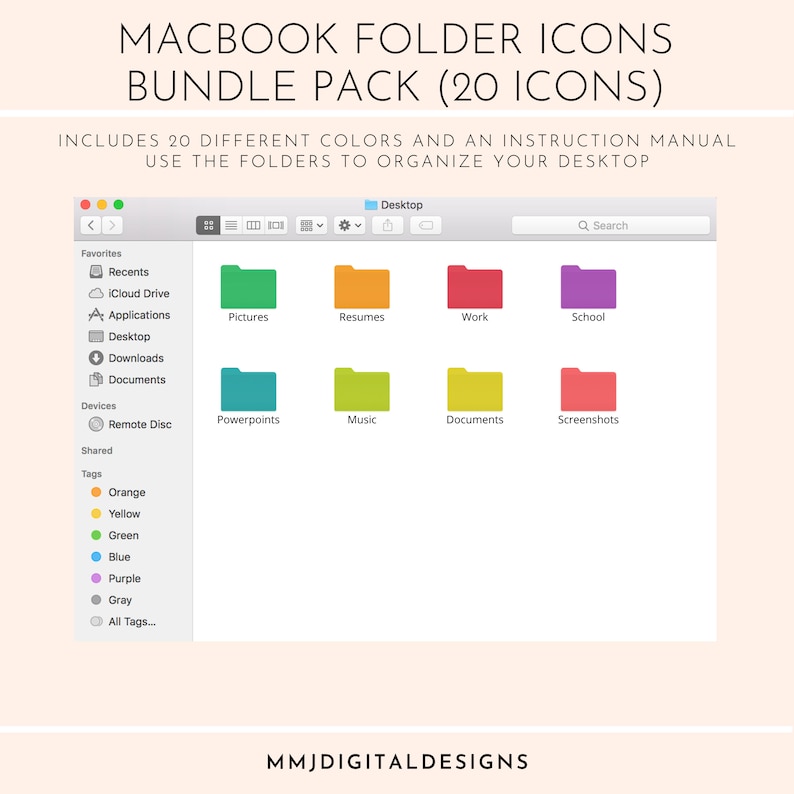 Bright Rainbow Folder Icons | Folder Icon Color Pack | Mac OS Systems ...