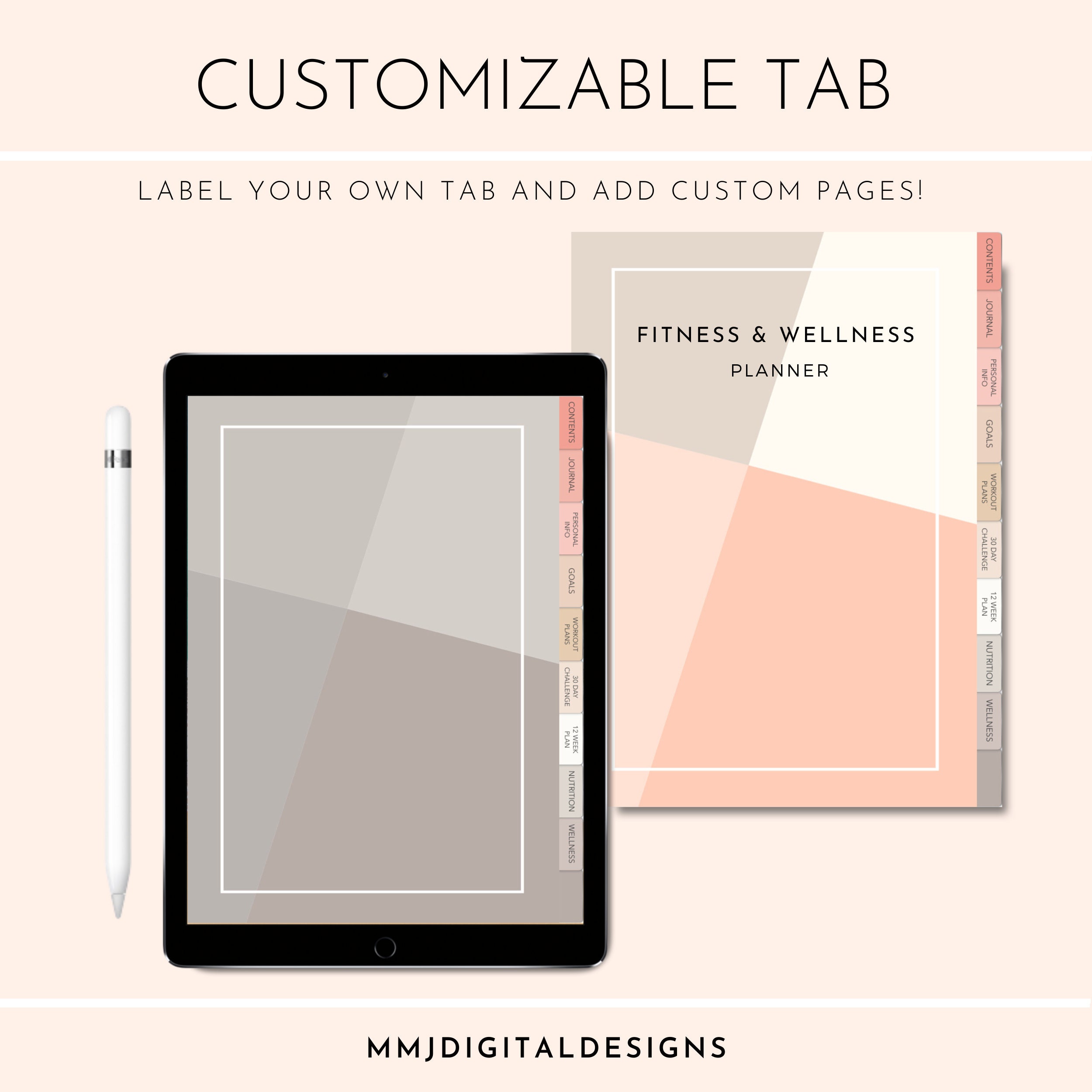 Digital Fitness and Wellness Planner Fitness Stickers Health Journal ...