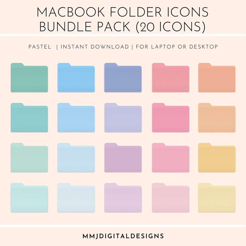 Pastel Folder Icons Folder Icon Color Pack Mac OS Systems - Etsy Australia