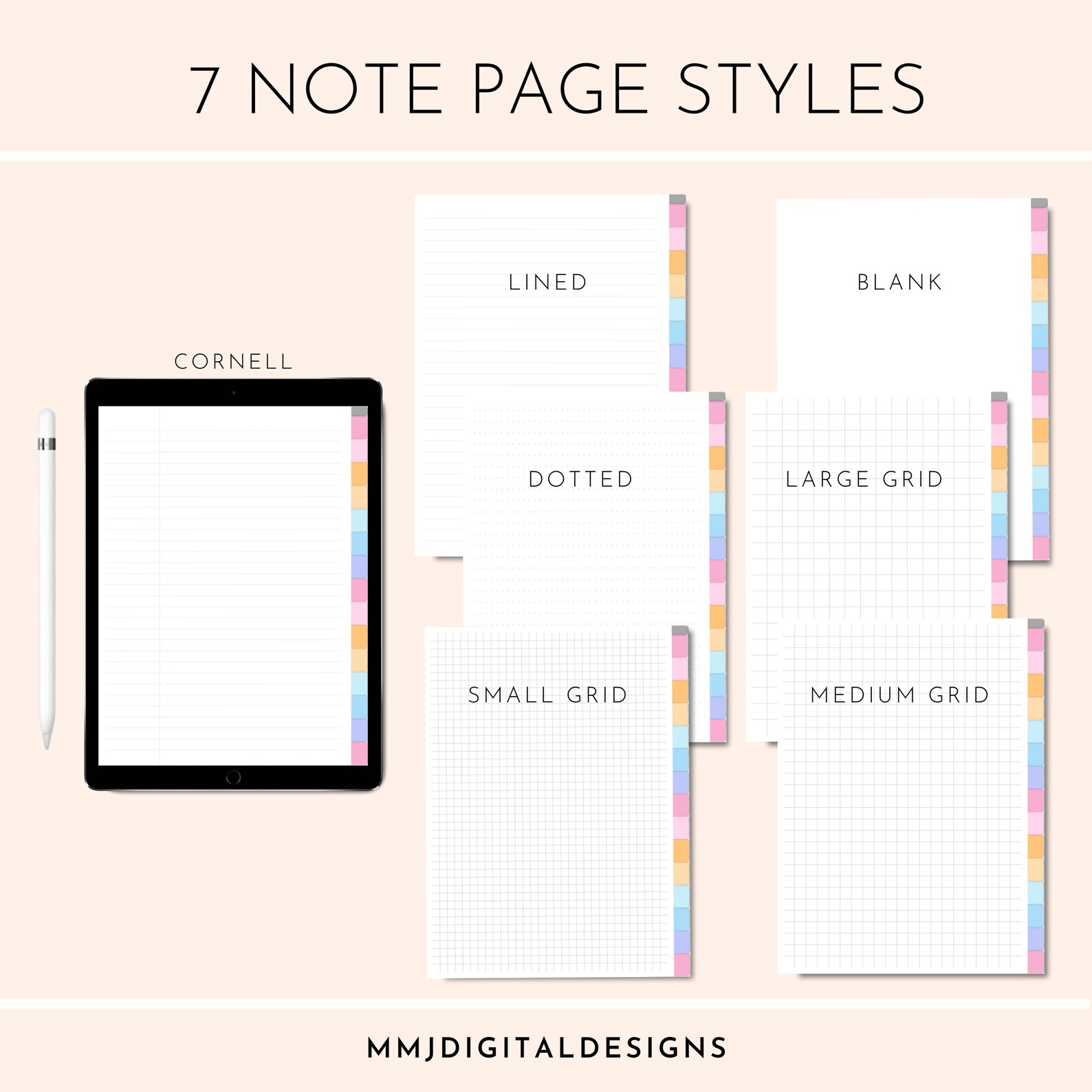 15 Section Vertical Tabbed Pastel Watercolor Digital Notebook Journal ...