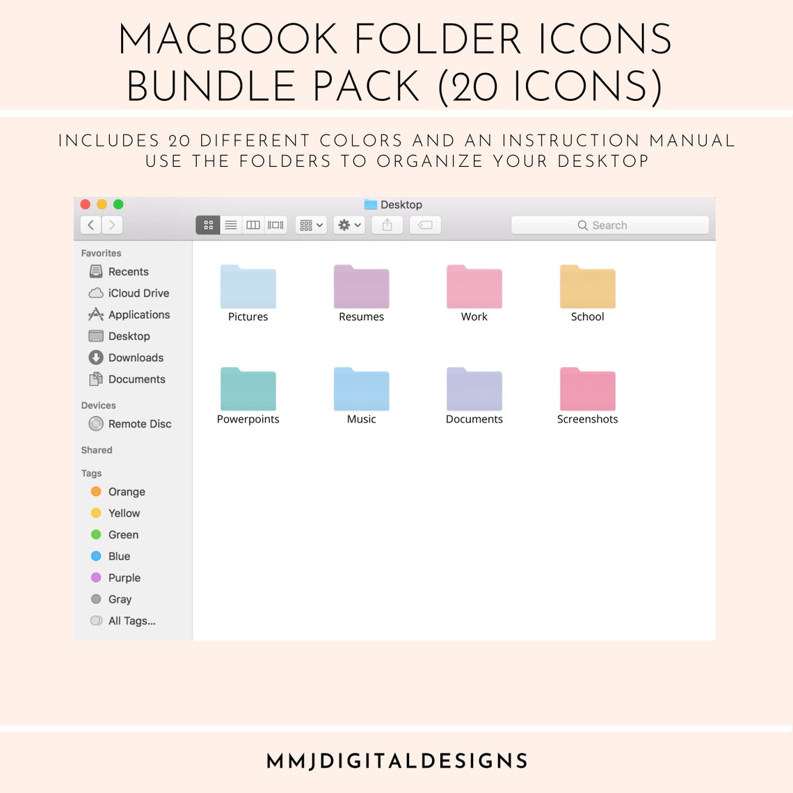 Pastel Folder Icons | Folder Icon Color Pack | Mac OS Systems | Instant ...