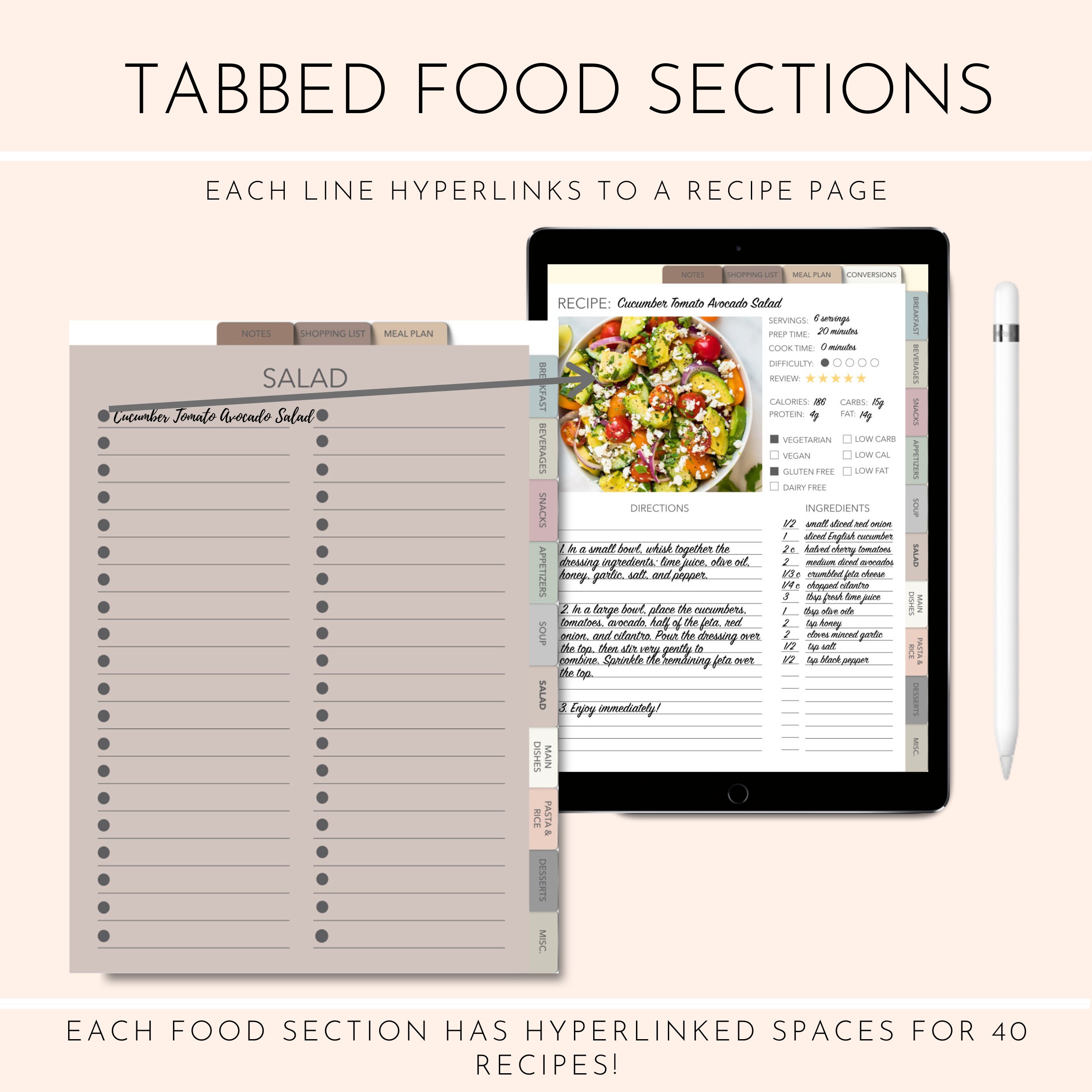 Digital Recipe Book | Food Stickers | Cookbook Download With Hyperlinks ...