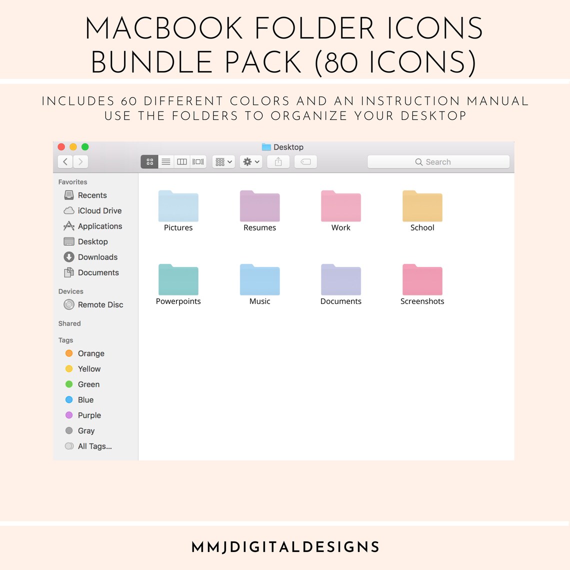 Bundle Pack Folder Icons | 80 Folder Icon Color Pack | Mac OS Systems ...