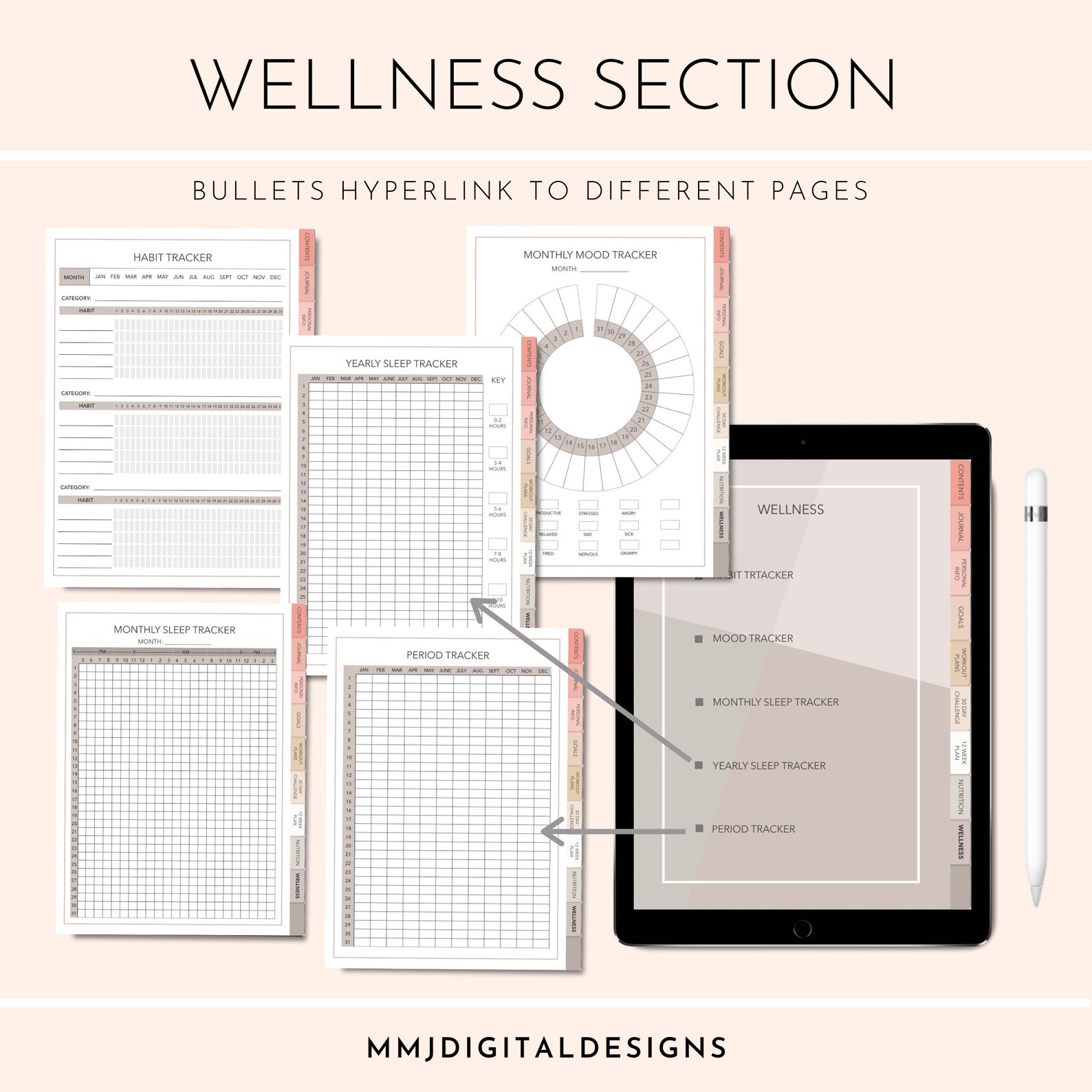 Digital Fitness and Wellness Planner | Fitness Stickers | Health ...