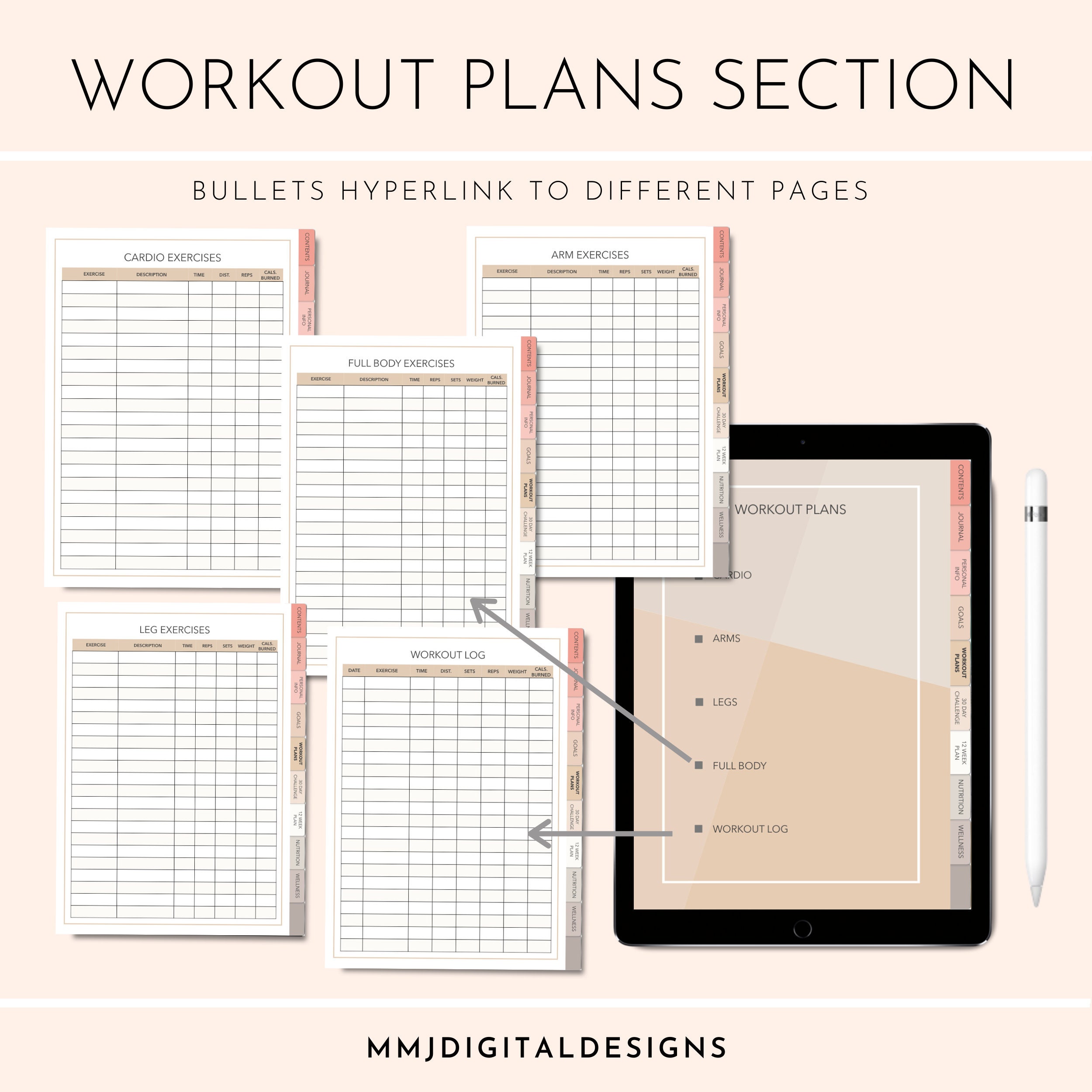 Digital Fitness and Wellness Planner Fitness Stickers Health Journal ...