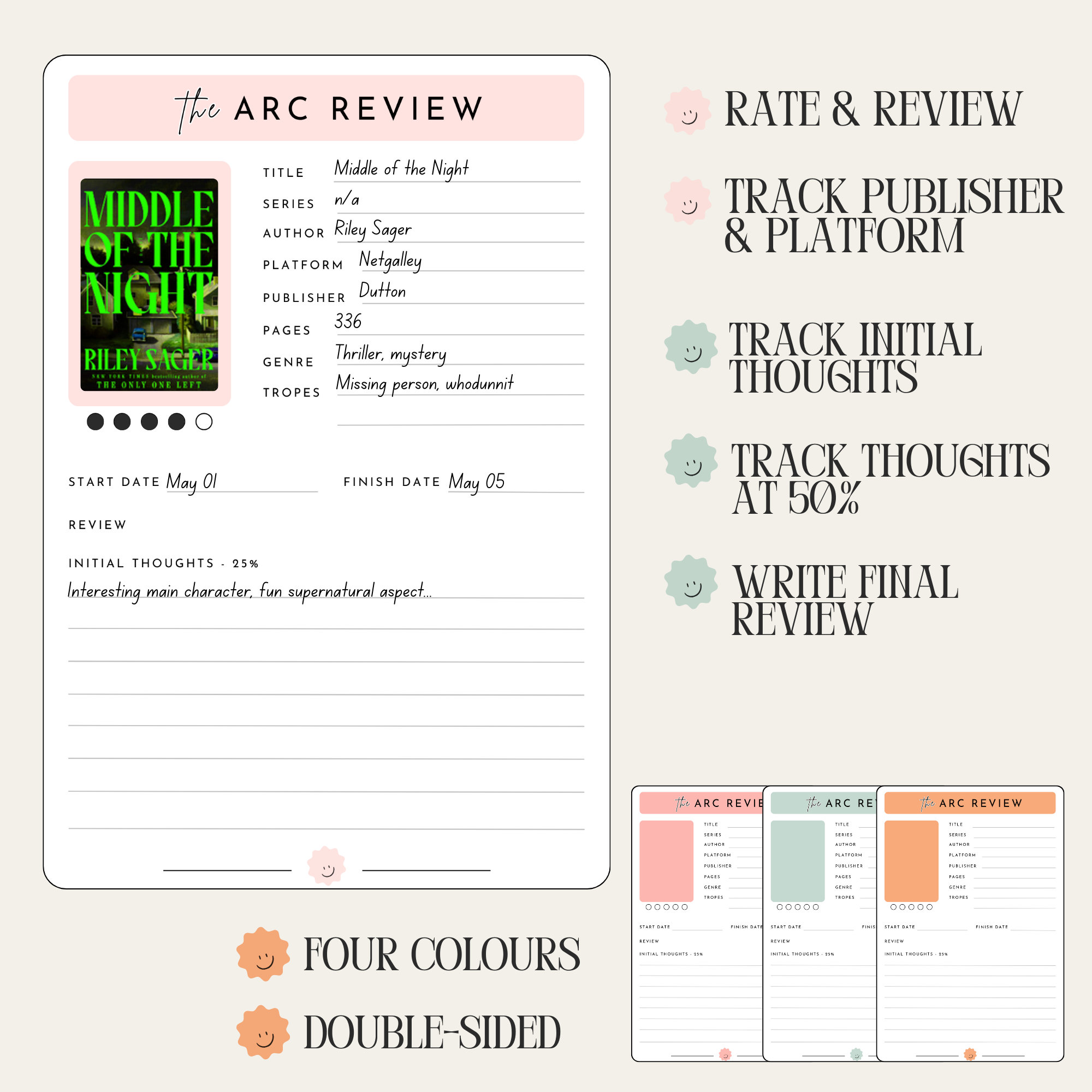 ARC Review Template: Digital Book Journal Add-on (printable PDF ...