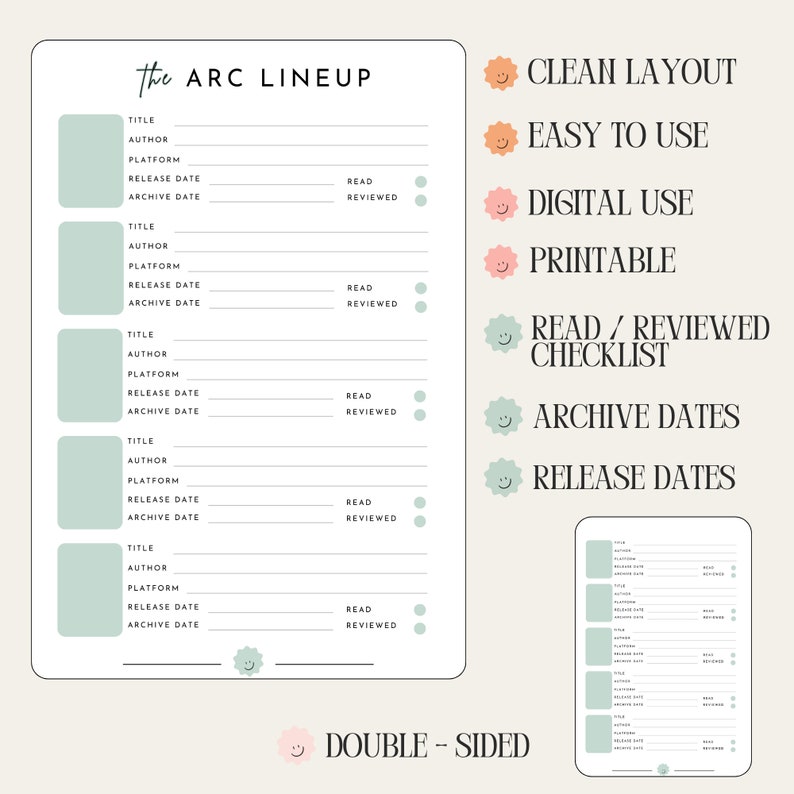 ARC Review Template: Digital Book Journal Add-on (printable PDF ...