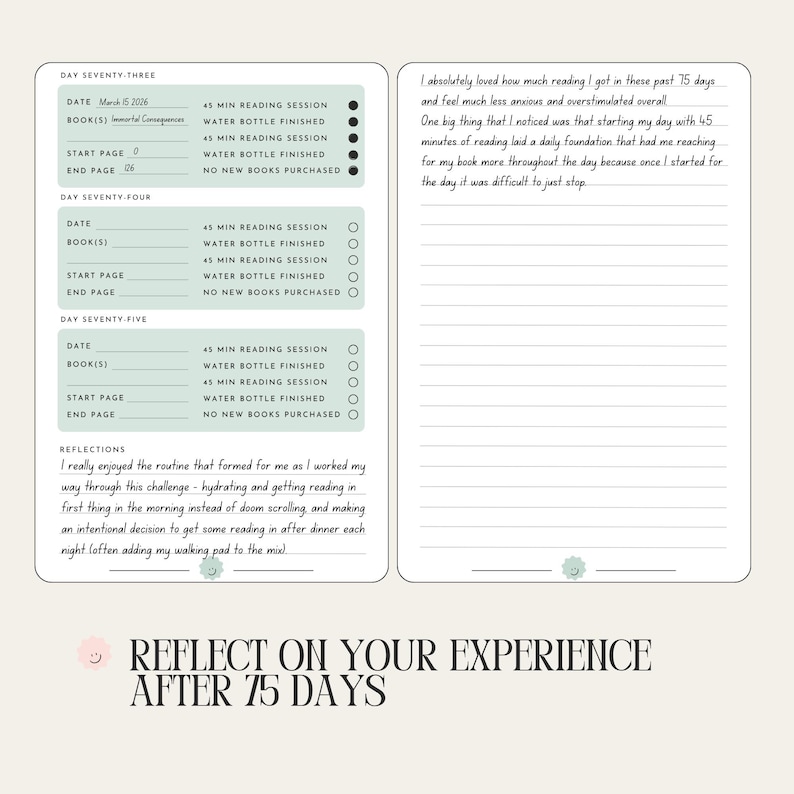 75 Booked Challenge Tracker: Printable Book Journal (digital Download ...