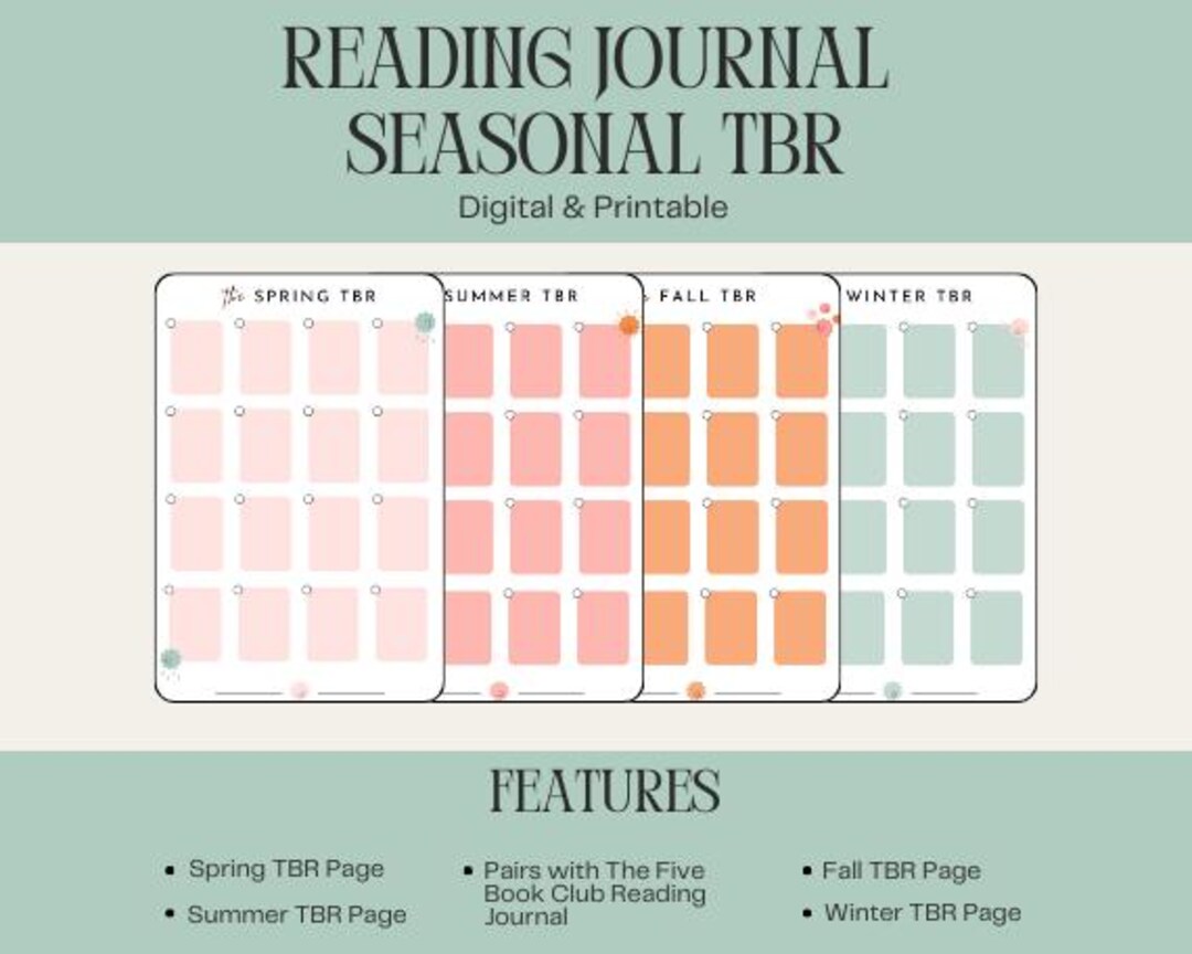 Seasonal TBR | Book Journal Digital Download | TBR | Book Tracker | Reading Tracker | Digital ...