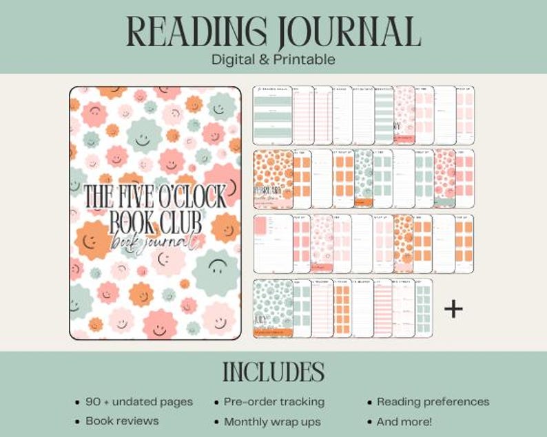 Book Journal Digital Download | TBR, Book Tracker | Reading Tracker ...