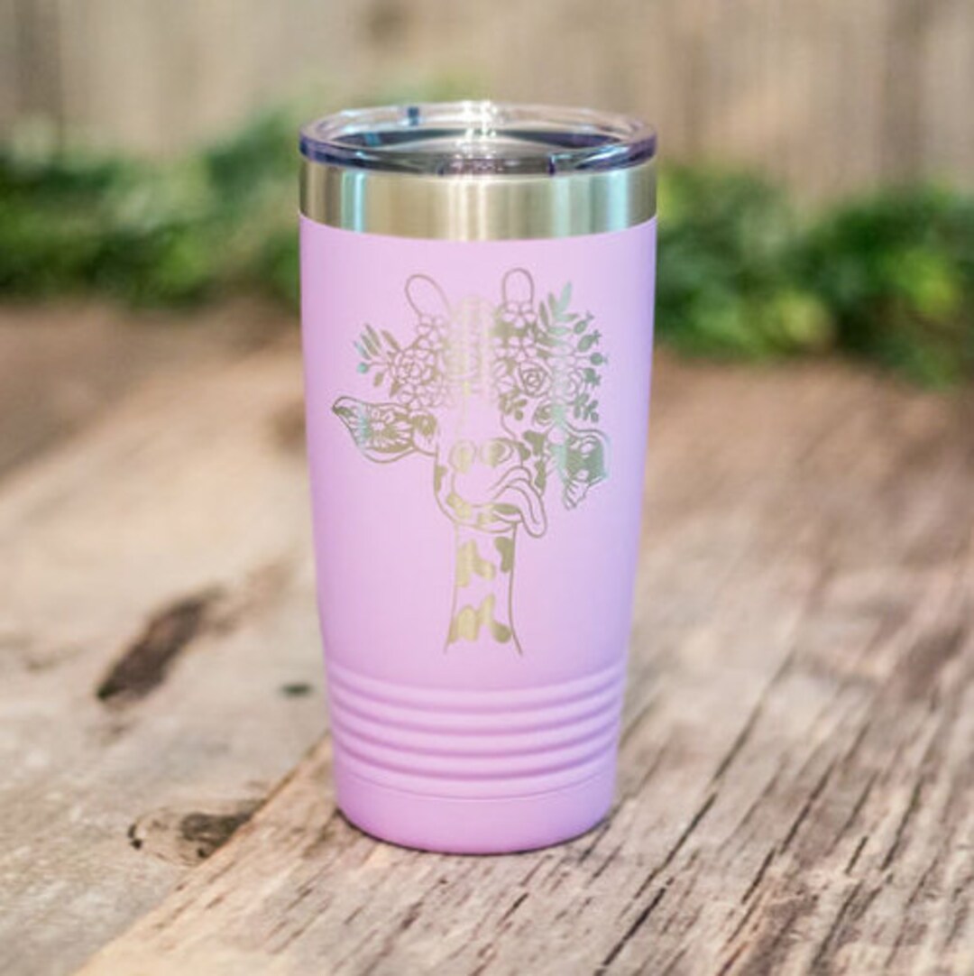 Cute Giraffe - Engraved Stainless Steel Tumbler, Giraffe Travel Mug ...