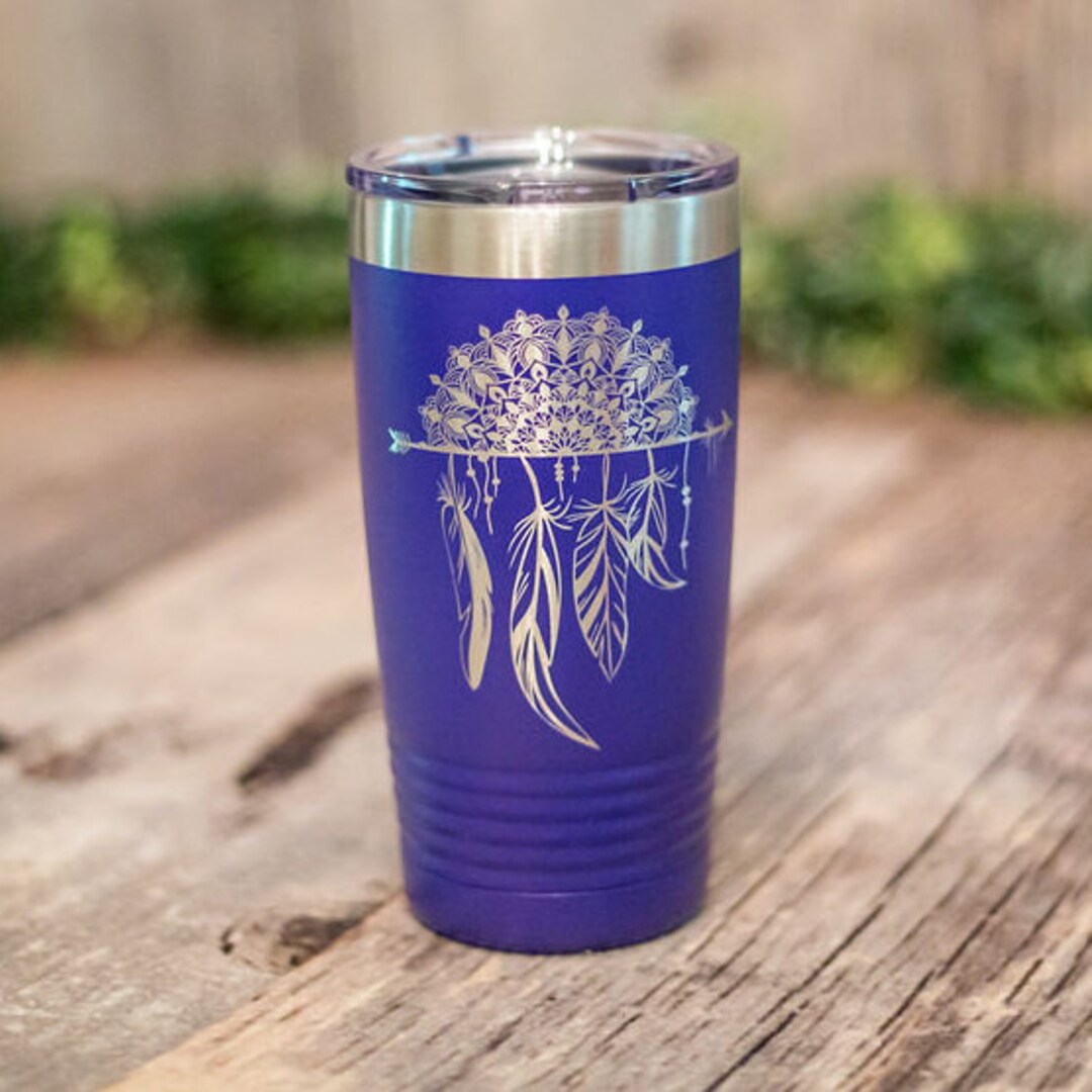 Feather Arrow Mandala - Engraved Stainless Steel Tumbler, Insulated ...