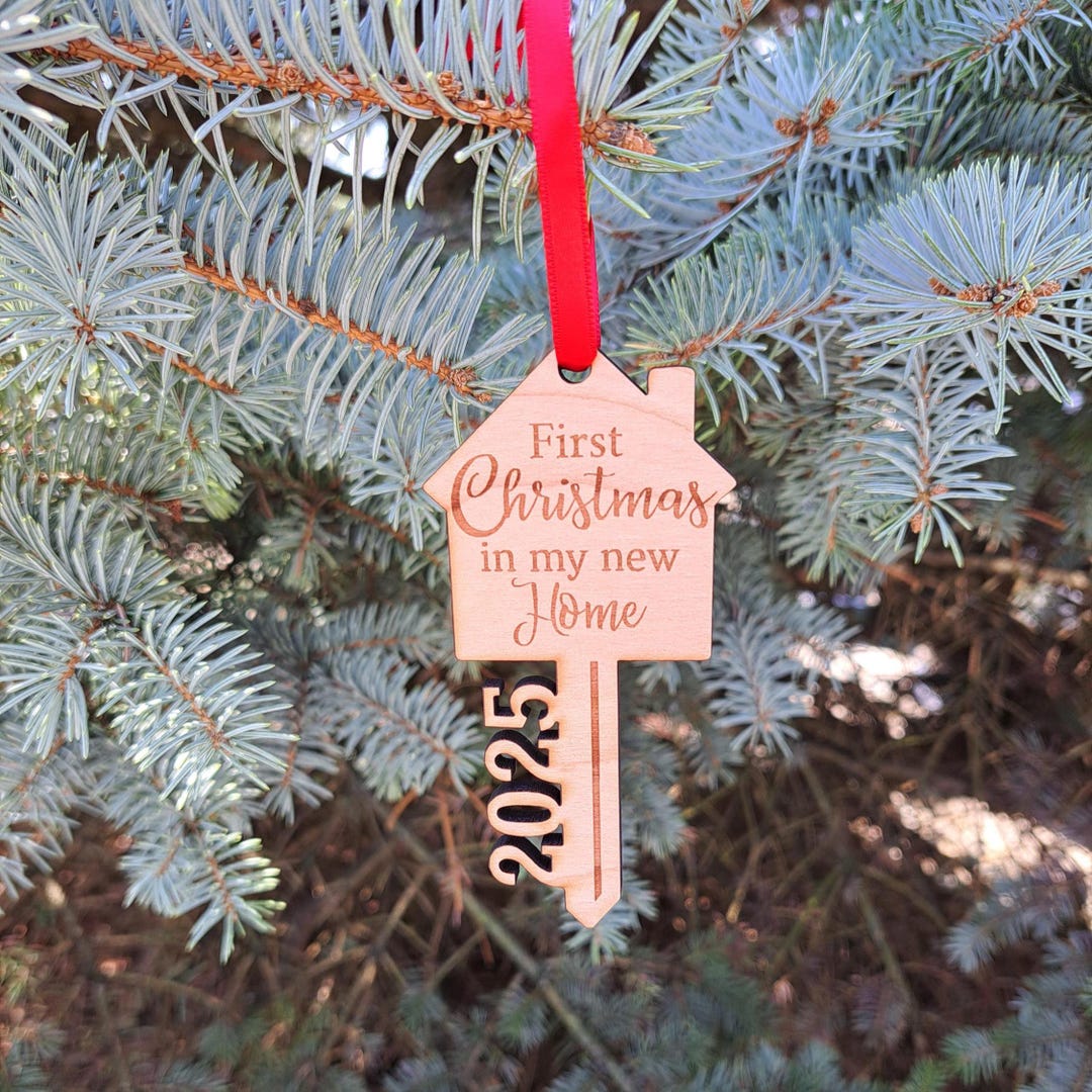 First Christmas in My New Home With Year - Engraved Wooden First Home ...