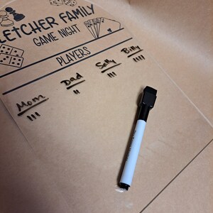 Personalized Game Score Board Acrylic Engraved Family Game Tracker ...