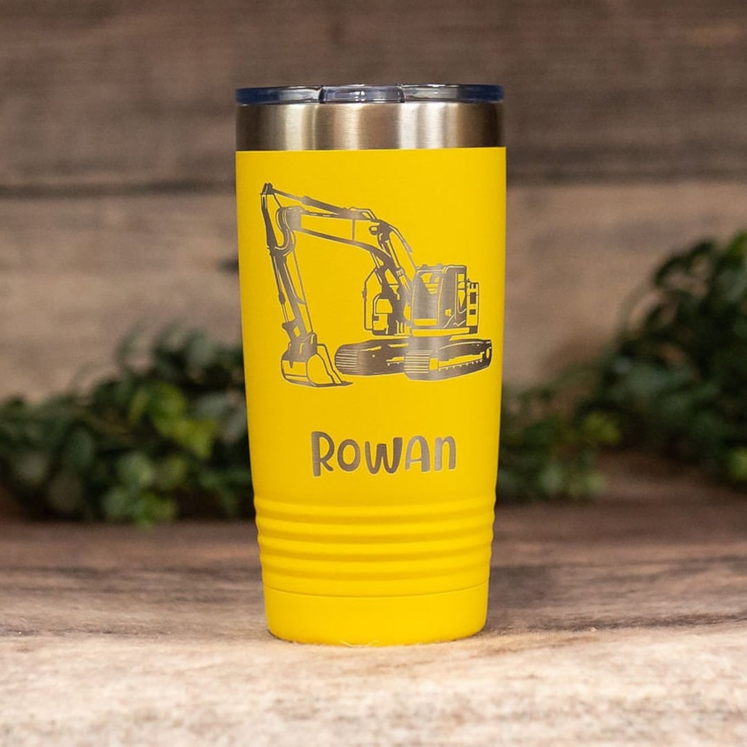 Excavator Personalized - Engraved Stainless Steel Tumbler, Kids Travel ...