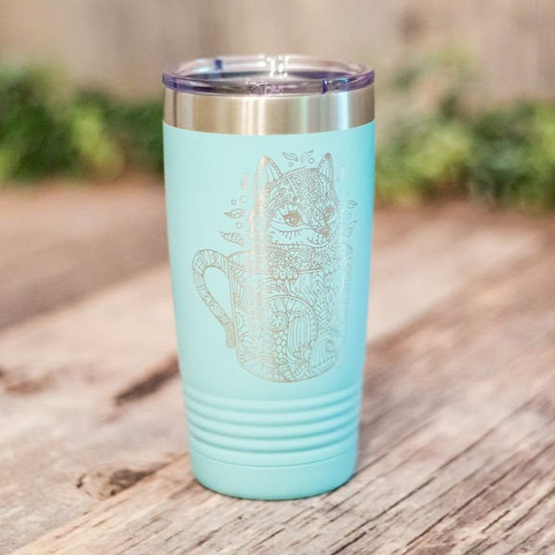 Cute Fox - Engraved Stainless Steel Tumbler, Insulated Travel Mug, Fox ...