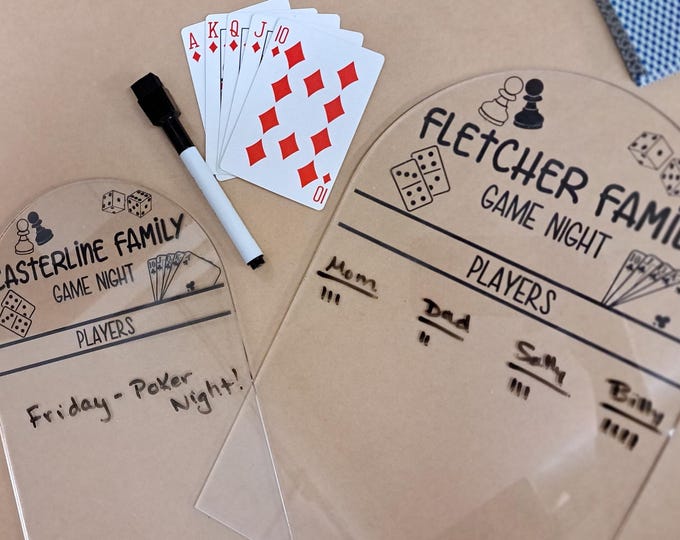 Personalized Game Score Board - Acrylic Engraved Family Game Tracker ...