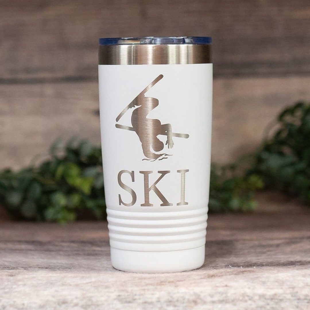 Ski - Engraved Stainless Steel Tumbler, Funny Travel Mug for Skiers ...