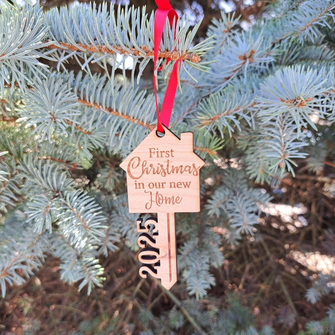 First Christmas in Our New Home Key- Engraved Wooden First Home ...