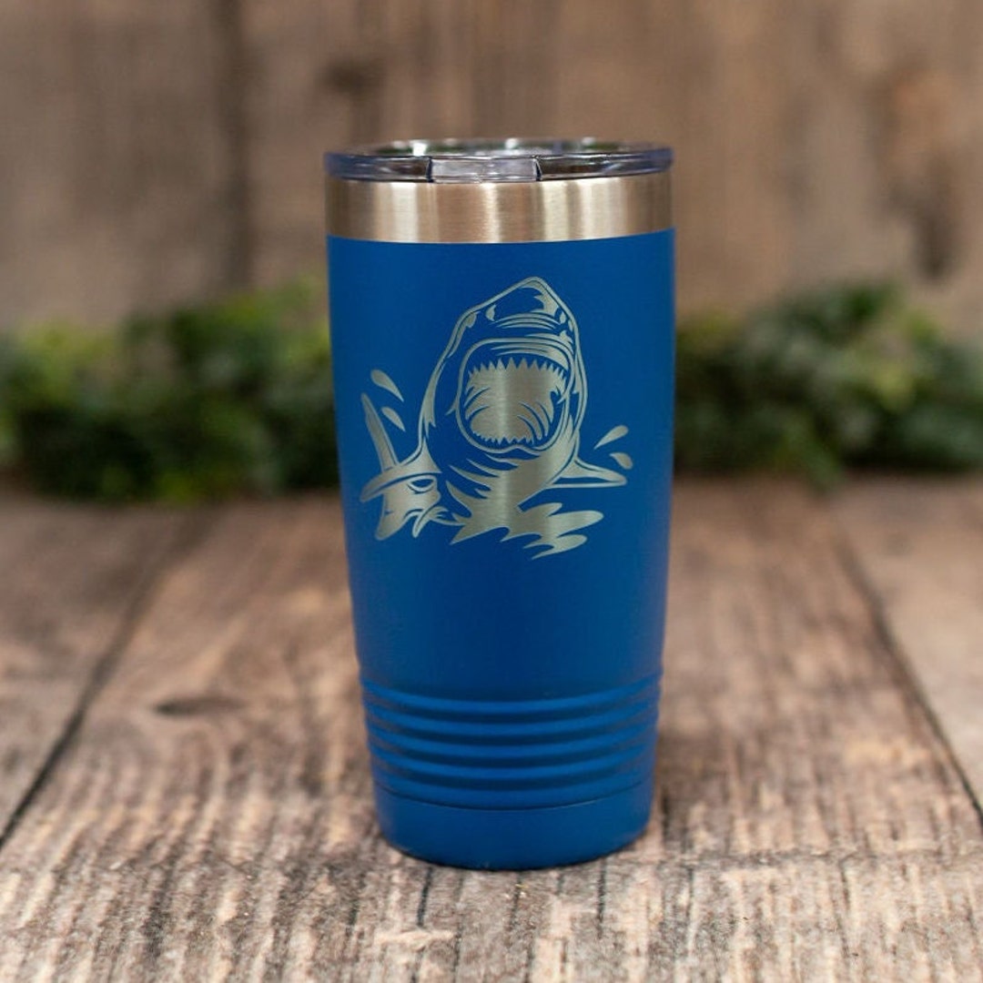 Shark - Engraved Stainless Steel Cup, Shark Tumbler Gift, Great White ...