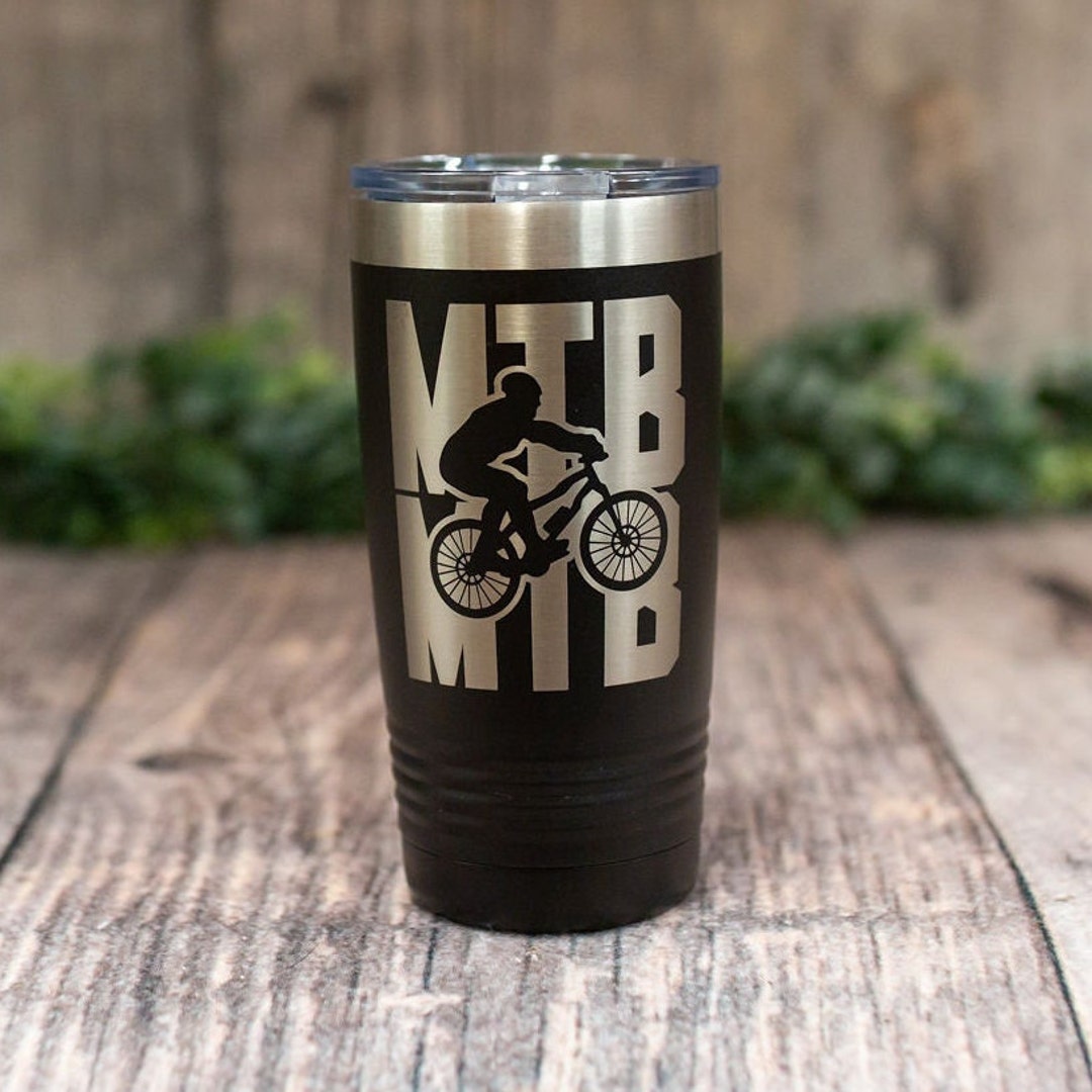 MTB - Engraved Stainless Steel Tumbler, Mountain Biking Mug for Him ...