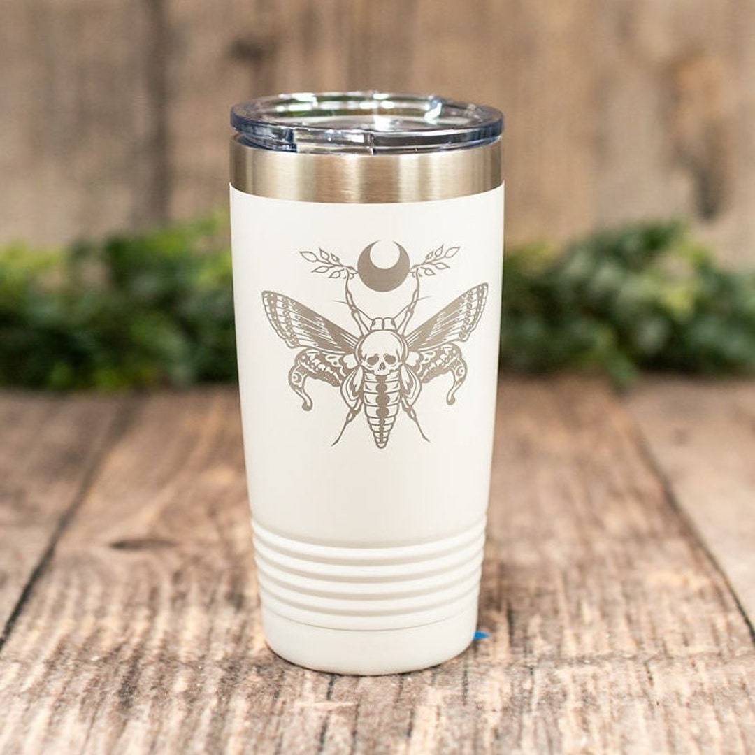 Death Head Moth - Engraved Stainless Steel Tumbler, Insulated Travel ...