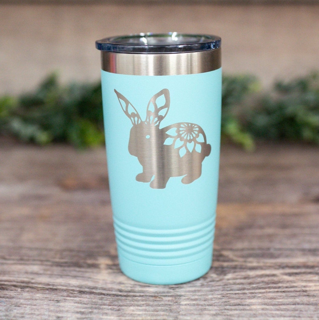 Mandala Bunny Rabbit - Engraved Stainless Bunny Tumbler, Rabbit Travel ...