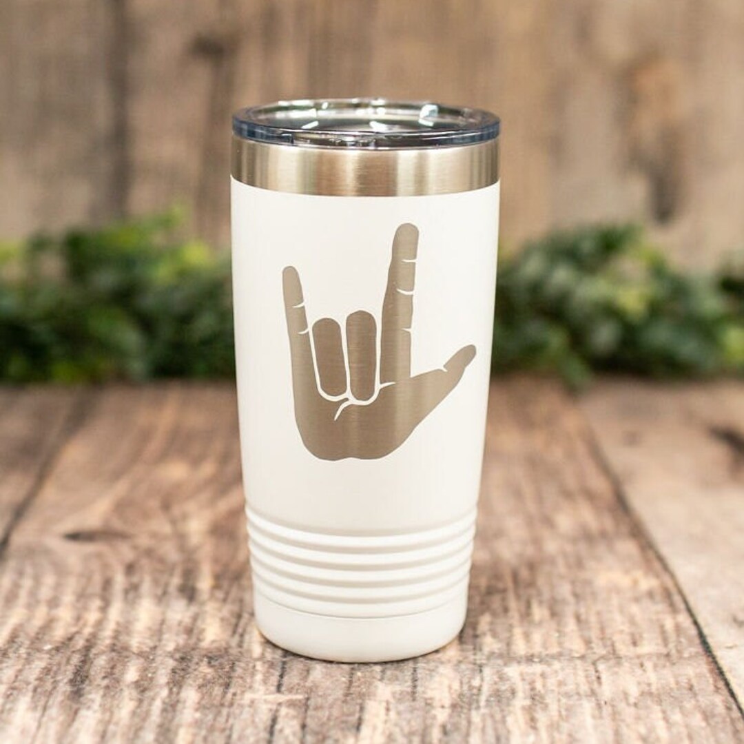 ASL I Love You Hand - Engraved Stainless Tumbler, ASL Mug, Personalized ...