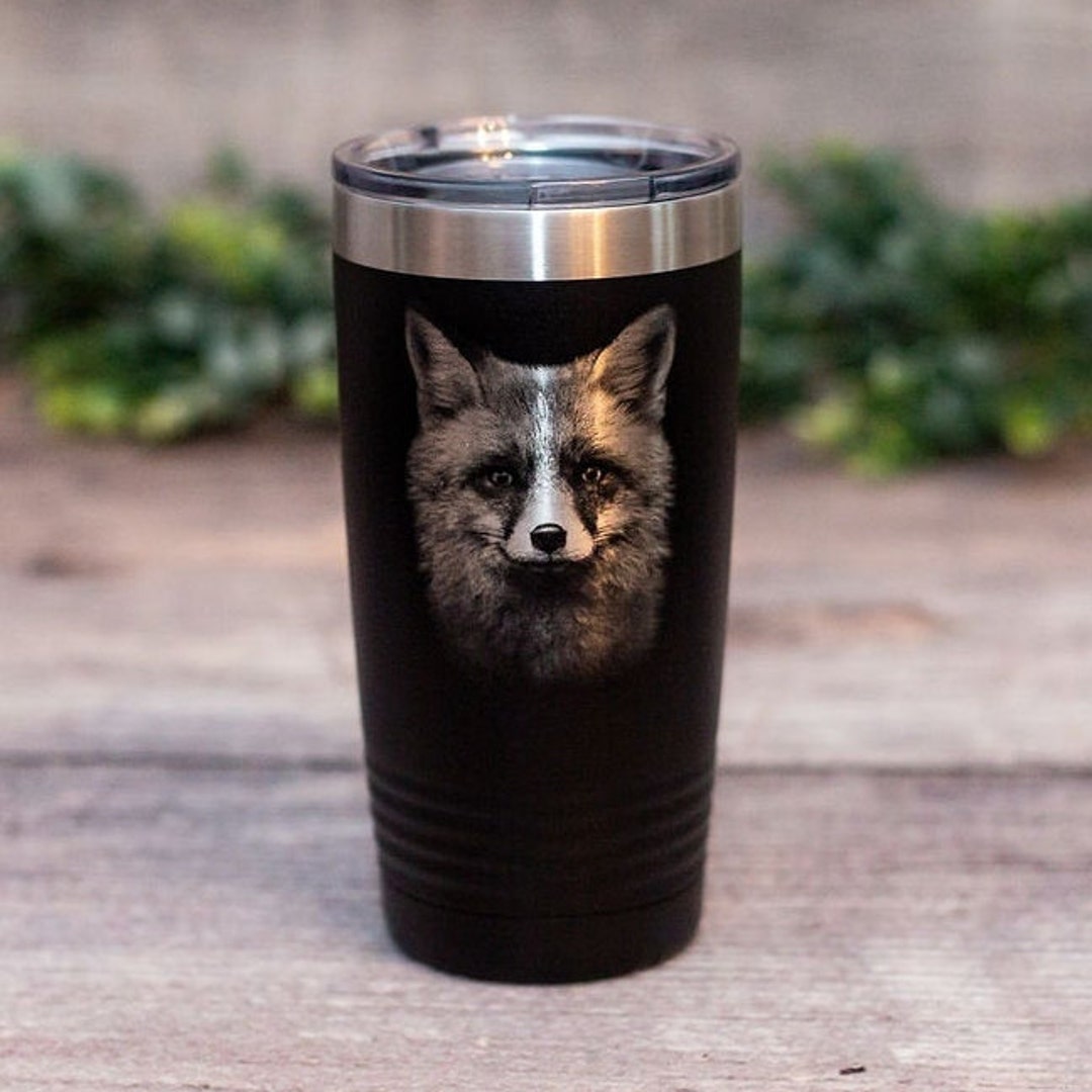 Fox Portrait - Engraved Stainless Steel Tumbler, Fox Travel Mug, Fox ...