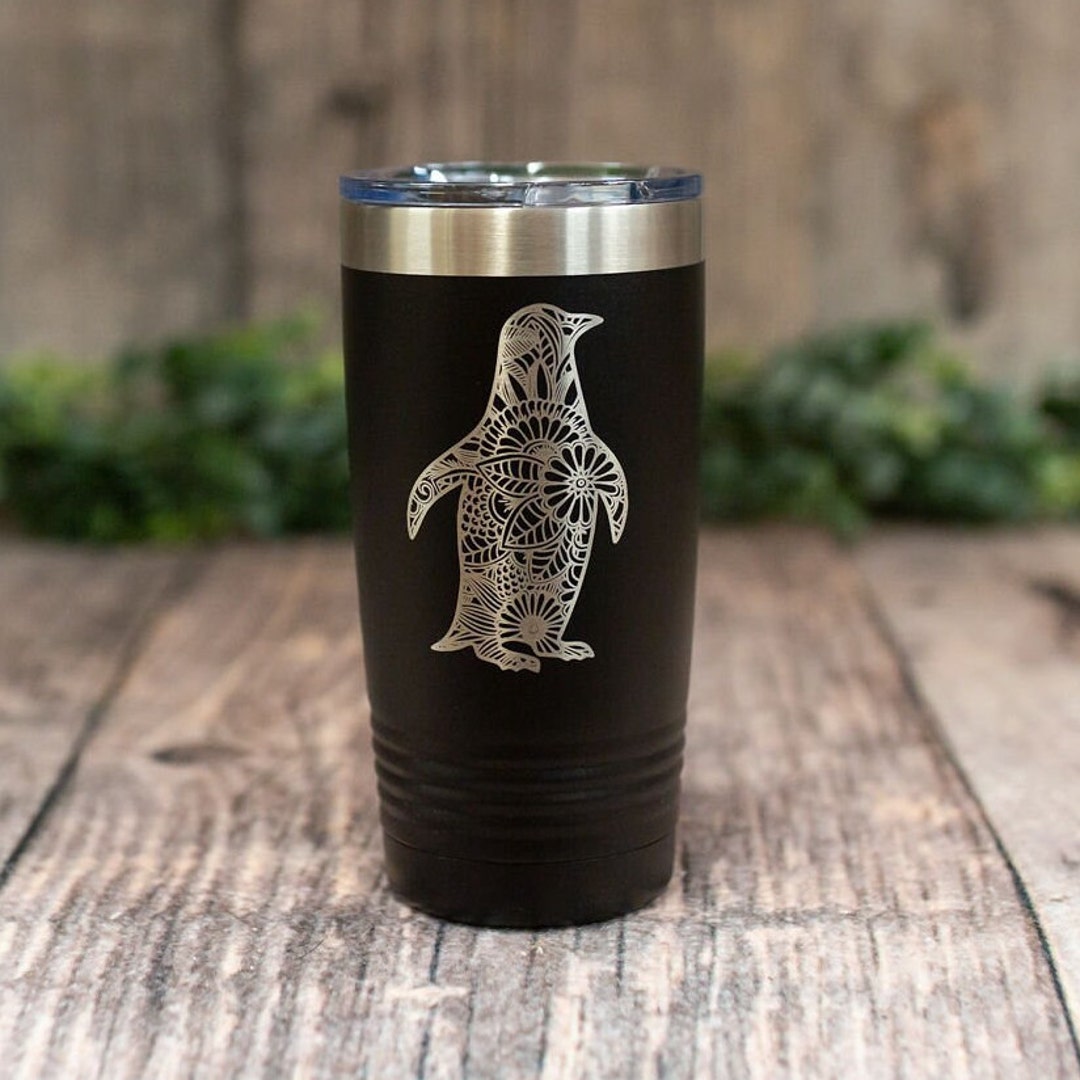 Penguin Mandala - Engraved Stainless Steel Tumbler, Cute Penguin Gifts ...