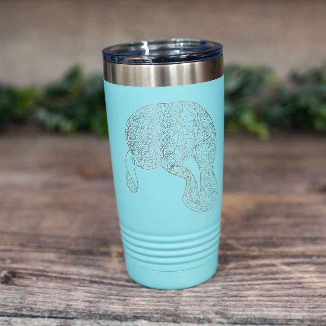 Manatee Mandala - Engraved Stainless Manatee Tumbler, Manatee Travel ...