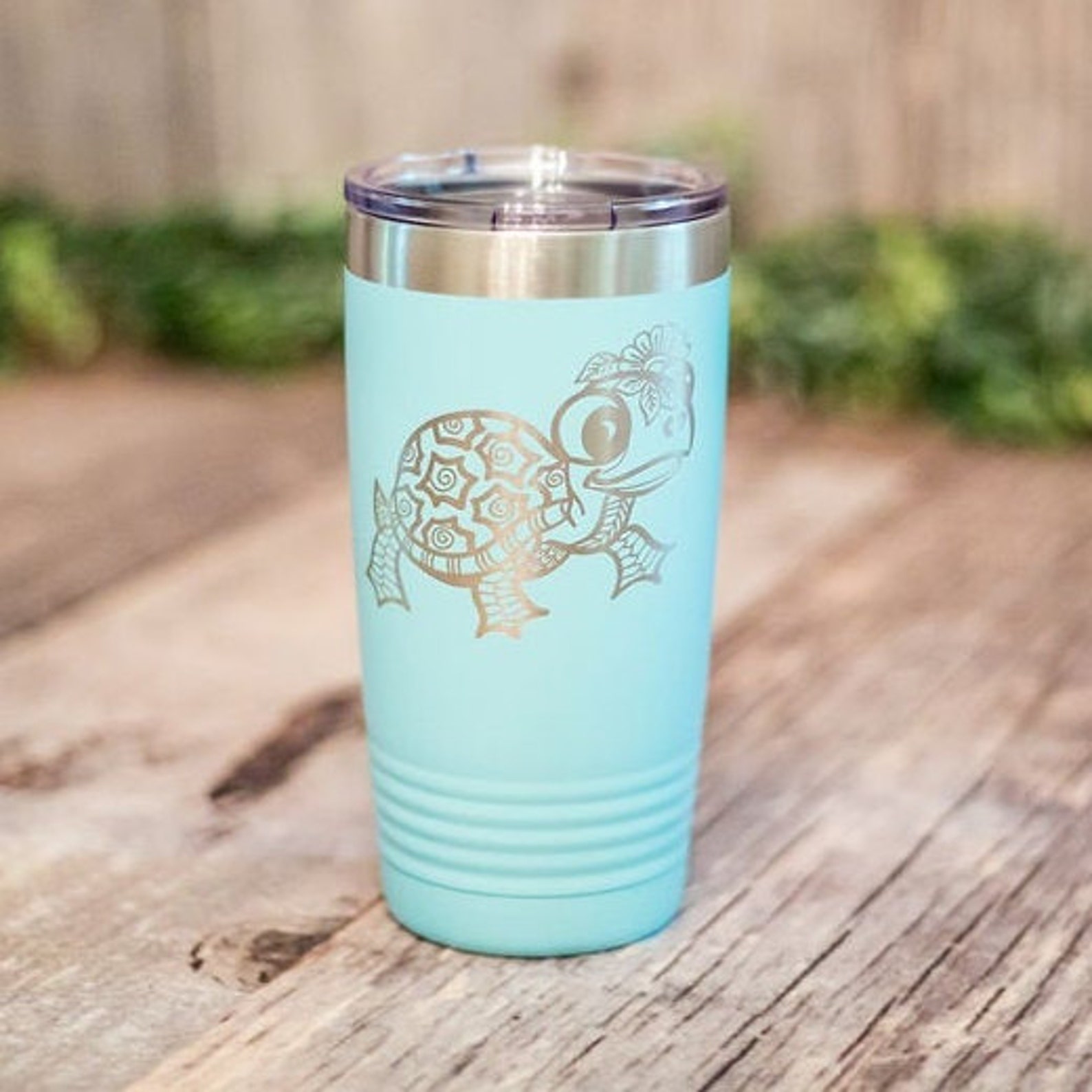 Cute Turtle - Engraved Stainless Steel Turtle Tumbler, Turtle Travel ...