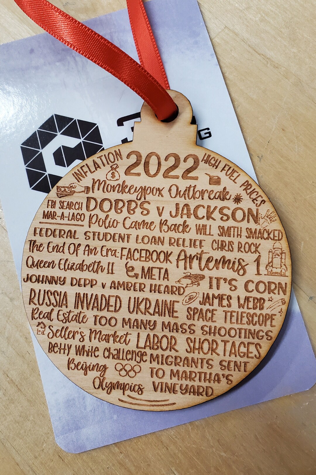 Remembering 2022 - Engraved Wooden 2022 Christmas Ornament Charm, 2022 ...