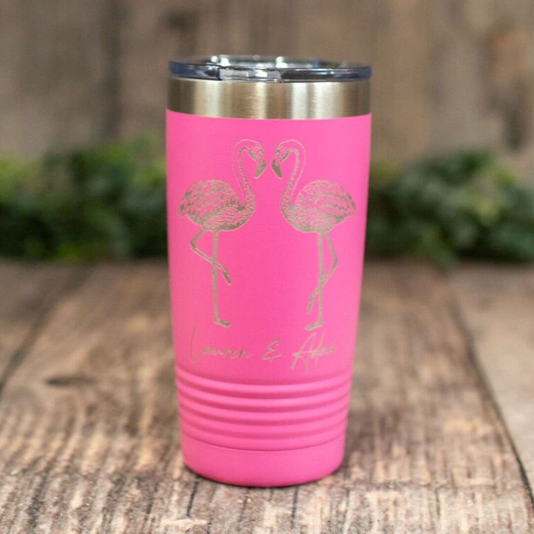 Flamingos - Engraved Stainless Steel Personalized Tumbler, Insulated ...