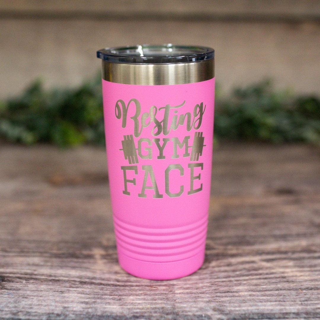Resting Gym Face - Engraved Gym Tumbler, Workout Travel Mug, Funny ...